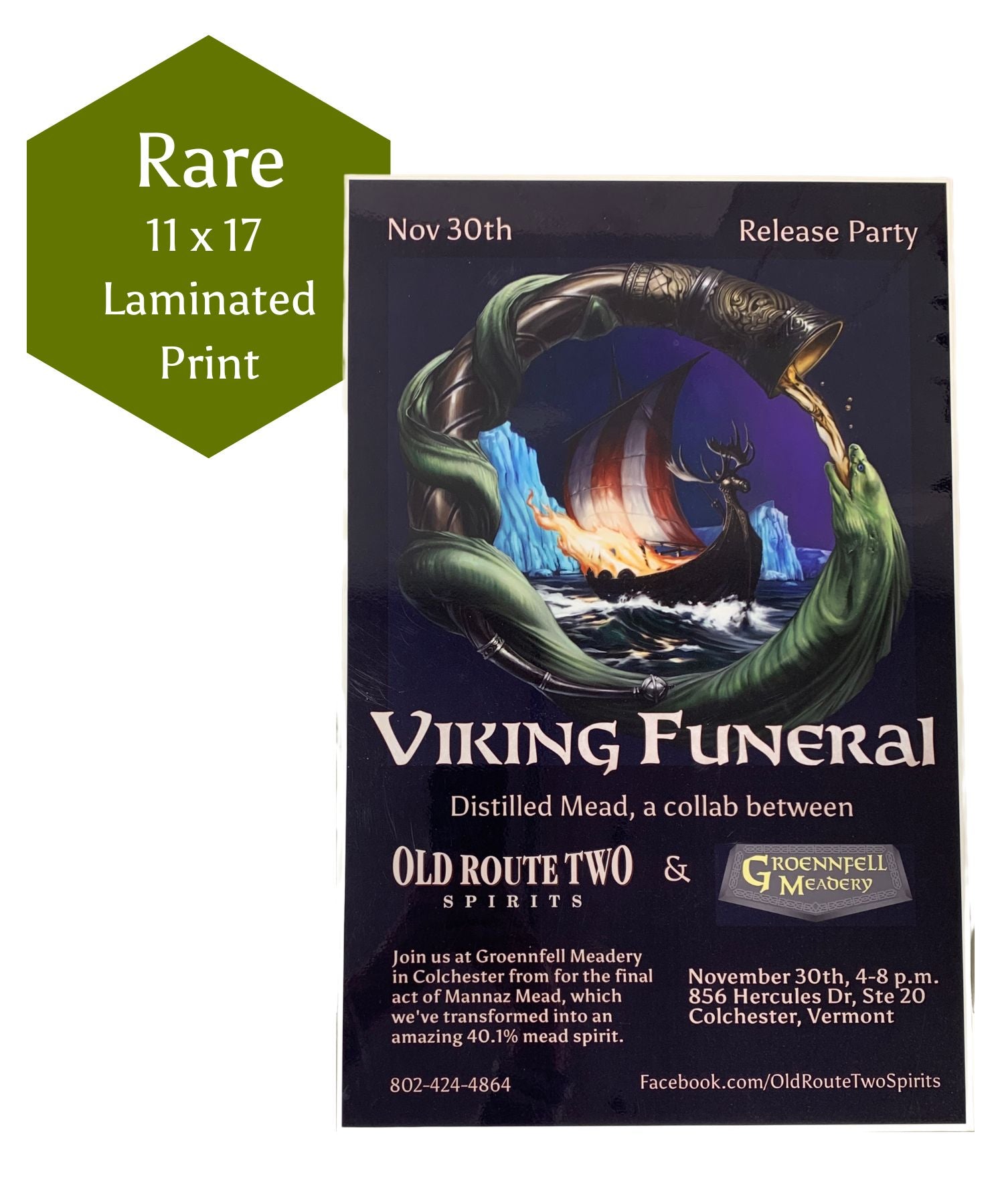 Viking Funeral Poster - Old Route Two Spirits & Groennfell Meadery Col ...